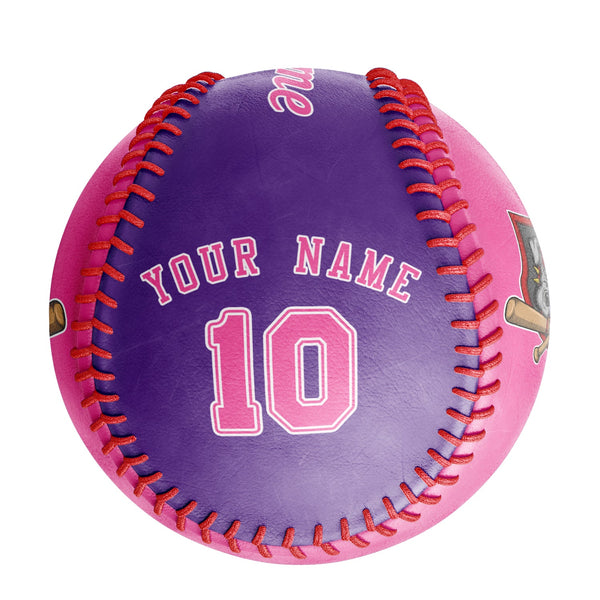 Personalized Pink Purple Half Leather Pink Authentic Baseballs – FanCustom