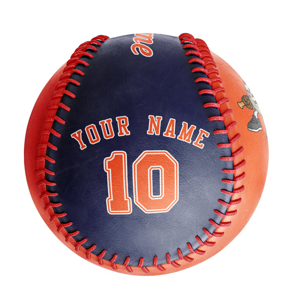 Personalized Orange Navy Split Half Leather Orange Authentic Baseballs ...
