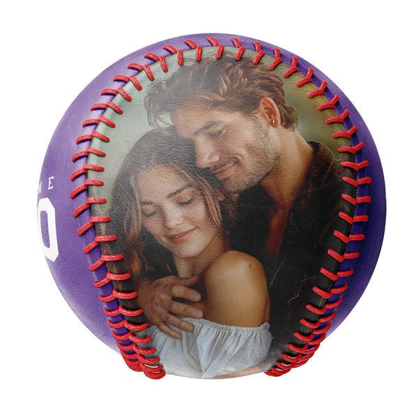 Personalized Anniversary Name Time Photo Purple Baseballs – FanCustom