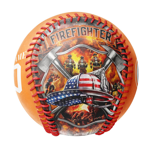 Personalized Bay Orange American Flag Firefighter Photo Baseballs ...