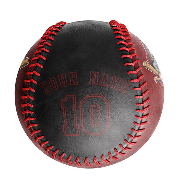 Personalized Black Red Half Leather Black Authentic Baseballs – FanCustom