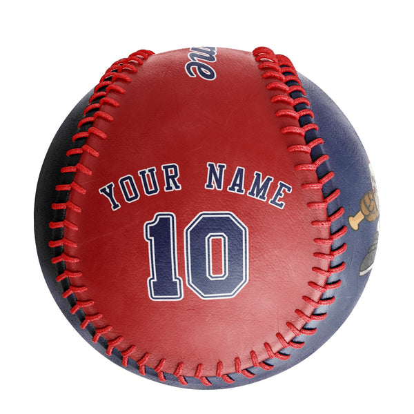 Personalized Navy Red Half Leather Navy Authentic Baseballs – FanCustom