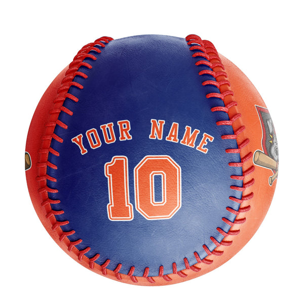 Personalized Orange Royal Half Leather Orange Authentic Baseballs ...