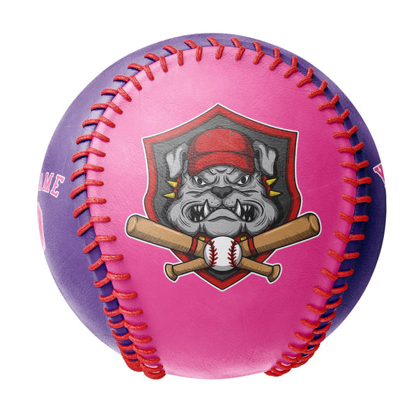 Personalized Pink Purple Half Leather Pink Authentic Baseballs – FanCustom
