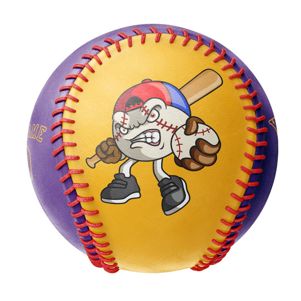 Personalized Gold Purple Half Leather Purple Authentic Baseballs ...