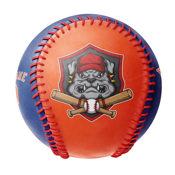 Personalized Orange Royal Half Leather Orange Authentic Baseballs ...