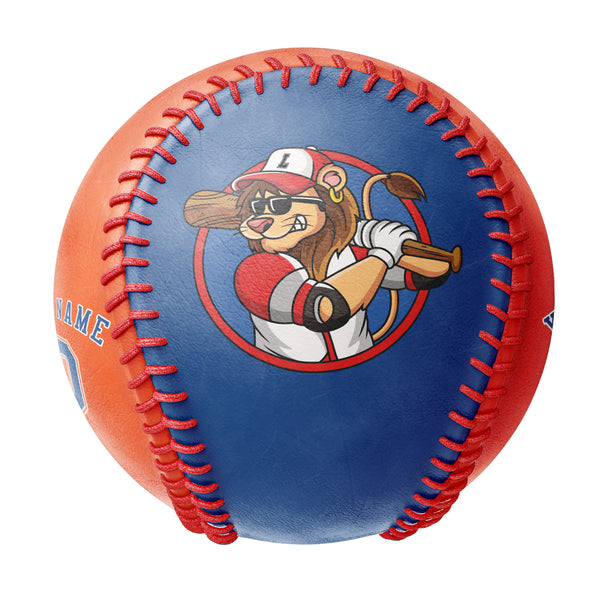 Personalized Royal Orange Half Leather Royal Authentic Baseballs ...
