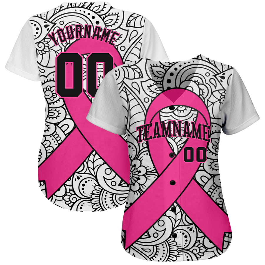 Custom Pink Ribbon Baseball Jerseys - Make Authentic Team Pink Ribbon ...