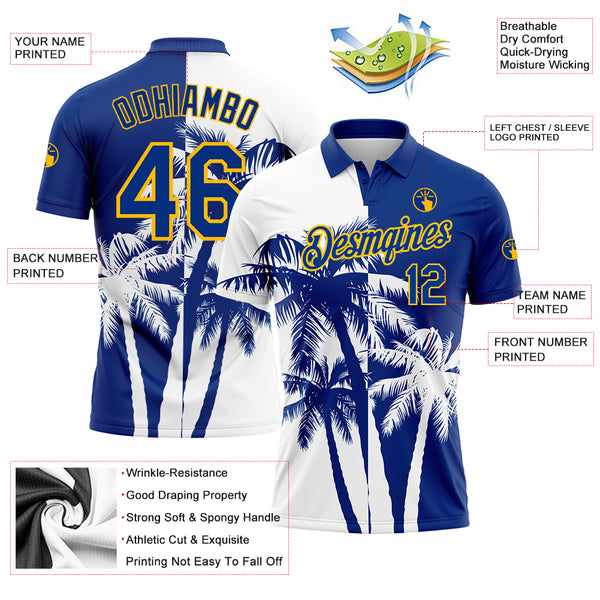 Custom White Royal-Gold 3D Pattern Design Hawaii Coconut Trees ...