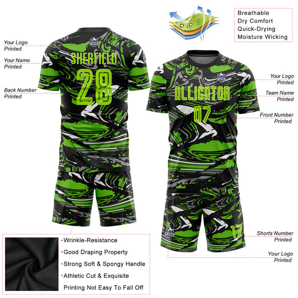 Custom Figure Neon Green-Aurora Green Sublimation Soccer Uniform Jersey ...