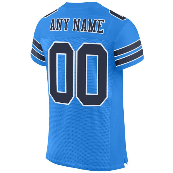 Custom Powder Blue Navy-White Mesh Authentic Football Jersey – FanCustom